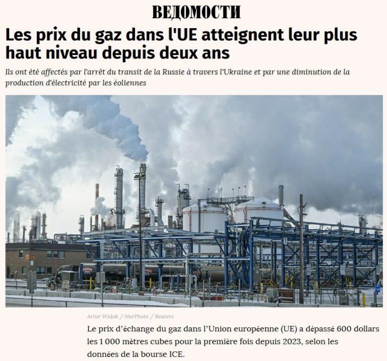Les prix du gaz à leur maximum depuis deux ans en Europe - STRATPOL