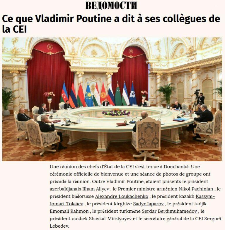 Poutine à Douchanbé pour une réunion de la CEI – STRATPOL